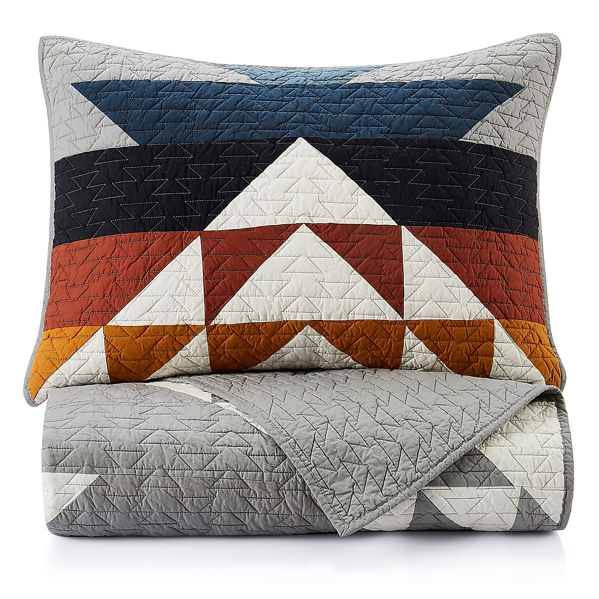 PENDLETON 29270 Explorer Twin-Twin XL Quilt Set Soft Cotton Bed Cover Rustic Machine Washable Bedspread Luxury Coverlet Set Cozy Lightweight Quilt and Pillow Shams Set, Twin, Grey