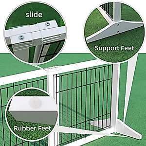 ZJSF Freestanding Doorway Dog Gate Adjustable Wooden White Expandable Pet Gate for The House Indoor Dog Gates Extra Wide Dog Fence