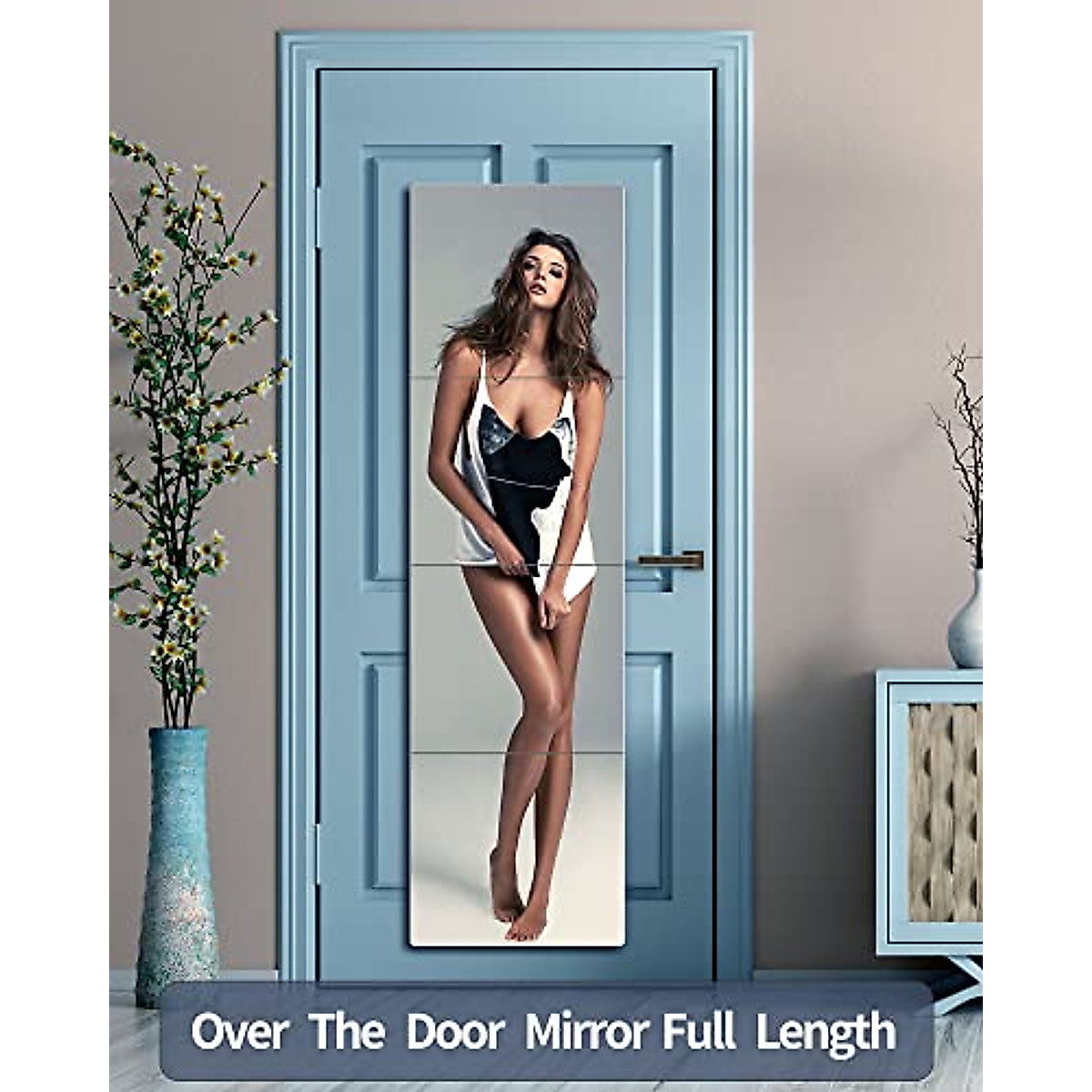 Wall Mirror Full Length Mirror for Bedroom Full Body,Shatterproof Mirror for Kids Tiles,large 12"x12"x4 Pcs,Unbreakable frameless Acrylic Gym Mirrors for Home Gym,Over the Door Mirror Stick on Closet