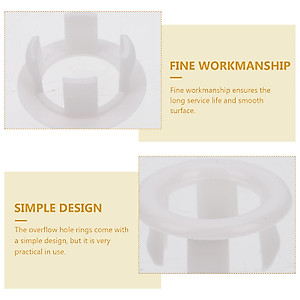 Cabilock 60Pcs washbasin overflow hole kitchen sink overflow ring strainer for sink bath tub accessories sink strainers sink overflow hole cover bath sink round plastic white bathroom basin