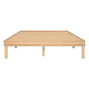 Naomi Home 14 Inch Solid Wood Platform Bed Queen Bed Frame, Pine Wood Queen Platform Bed Frame, No Squeak Bed Frame, Bed Frame Queen Size, No Box Spring Needed, Sturdy Bed Frame - Natural