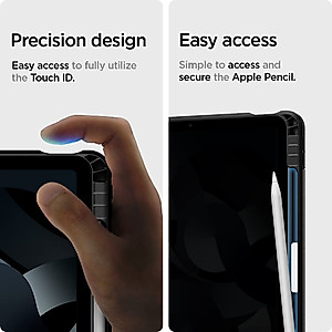 Spigen Tough Armor Pro Designed for iPad Air 11 Inch Case (2024), 10.9 Inch 5th/4th Generation Case (2022/2020) with Pencil Holder - Gunmetal