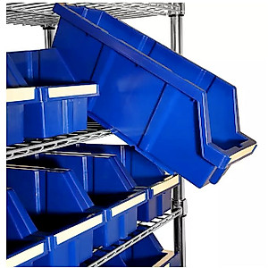 Heavy-Duty Steel Wire Shelving Storage Unit, 24-bin Rack with Wheels (Blue)