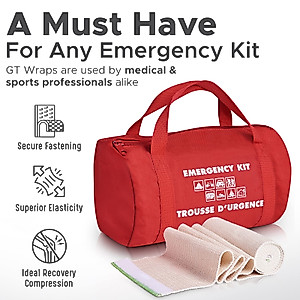 Premium Elastic Bandage Wrap (4" Wide, 12 Pack) - Made of USA Grown Organic Cotton - Hook & Loop Fasteners at Both Ends - GT Latex Free Hypoallergenic Compression Roll for Sprains & Injuries