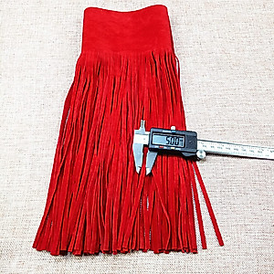 Tong Gu 2 Yards Double-Sided Faux Suede Tassel Fringe Trim DIY Skirt Dress Fringing Hem Bag Sewing Craft (Black,Width 12 in/30 cm)