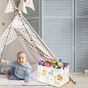 FXOLCSHE Rectangular Easter Basket empty, Waterproof collapsible laundry basket For office, bedroom, gift basket with handle toy Storage box (animals)