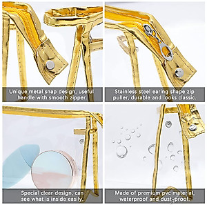 SITAKE 12 Pcs Portable Transparent Cosmetic Bags, Clear Waterproof Makeup Bags with Handle, PVC Travel Toiletry Bags Pouches, Clear Pencil Cases, Stationary Organizers(6 Colors)