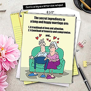 NobleWorks Jumbo Funny Anniversary Greeting Card 8.5 x 11 Inch with Envelope (1 Pack) Large Jumbo Couple, Husband, Wife, Parents Anniversary Congratulations Marriage Secrets J9780