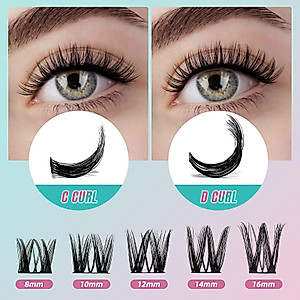 Lash Extension Kit 144Pcs Eyelash Clusters Individual Lashes Extensions Kits With Cluster Lashes Wispy,Lash Bond And Seal,Eyelashes Remover And Applicator(ASA,C-Mix8-16mm Kit)