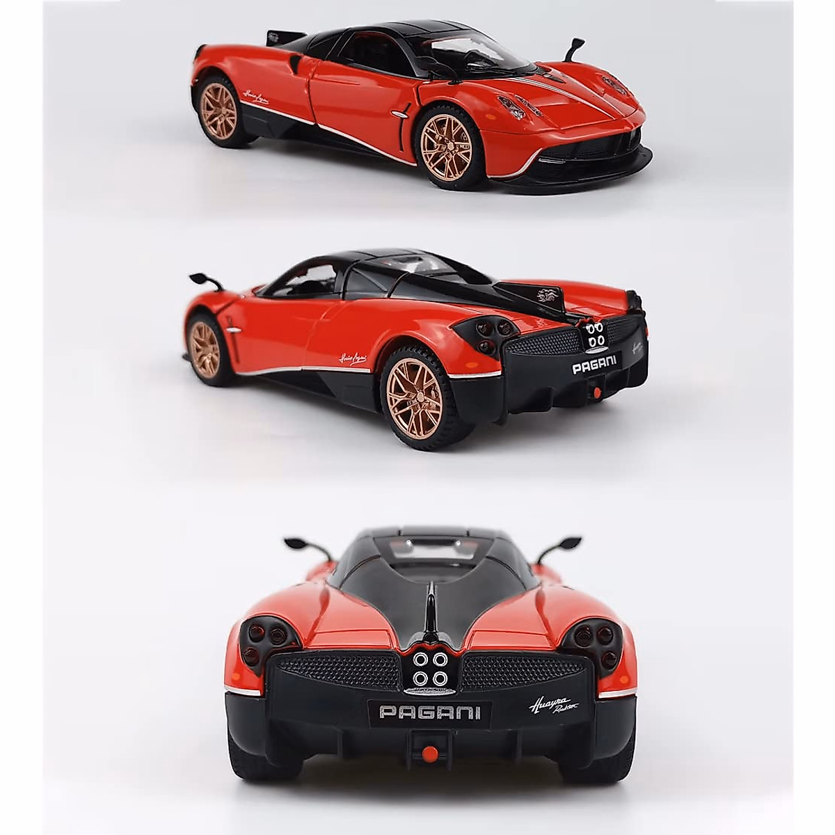 iPariser Alloy Collectible Red Pagani Huayra Dinastia Toy Vehicle Pull Back Die-Cast Car Model with Lights and Sounds