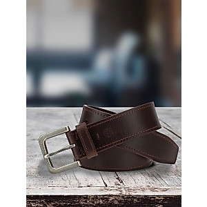 Wrangler Men’s Leather Country Casual Every Day Dress Belt for Jeans, Khakis Brown 34