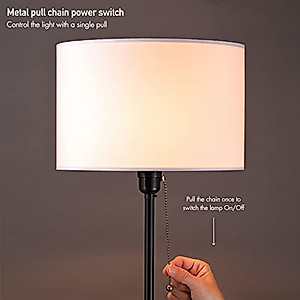 O’Bright Ted - Drum Shade Standing Lamp, Pull Chain Switch, E26 Socket, Modern Minimalist Design, Simple Floor Lamp for Living Room, Bedroom, Office, Black