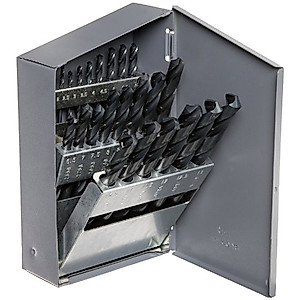 Chicago Latrobe 57725 150 Series High-Speed Steel Jobber Length Drill Bit Set with Metal Case, Black Oxide Finish, 118 Degree Conventional Point, Metric, 25-piece, 1.0mm - 13.0mm in 0.5mm increments