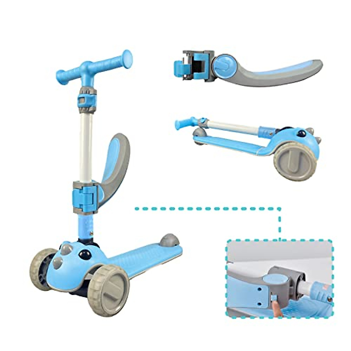 Kids Scooter 3 Wheels Scooter for Kids with Removable Seat 2-in-1 Sit/Stand Kick Scooter for Boys Girls Kids Age 3+