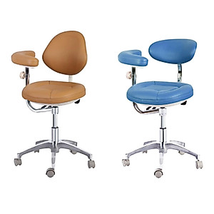 SFKLYU Dental Stool, Doctor Chair Dental Assistant Stool with Armrest Microfiber Leather Height Adjustable for Dental Clinics, Offices, Labs,Orange,47~61CM