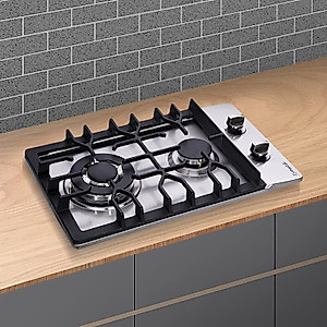 Gas Cooktop 12 Inch, 2 Burners Gas Stovetop Built-in Stainless Steel Gas Stove Dual Fuel LPG/NG Convertible Gas Hob for RVs, Apartments, Outdoor