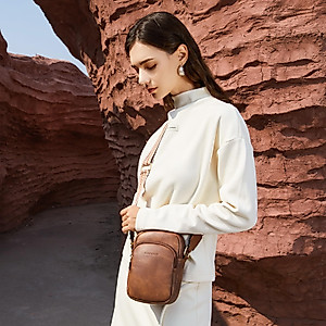 BOSTANTEN Small Crossbody Bags for Women Designer Zip Cell Phone Purse Shoulder Handbags Wallet with Card Slots Brown