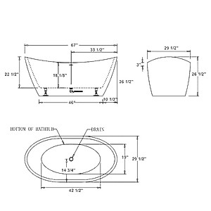 Empava 67" Acrylic Freestanding Bathtub Soaking SPA Tub Modern Stand Alone Bathtubs in White SA1518