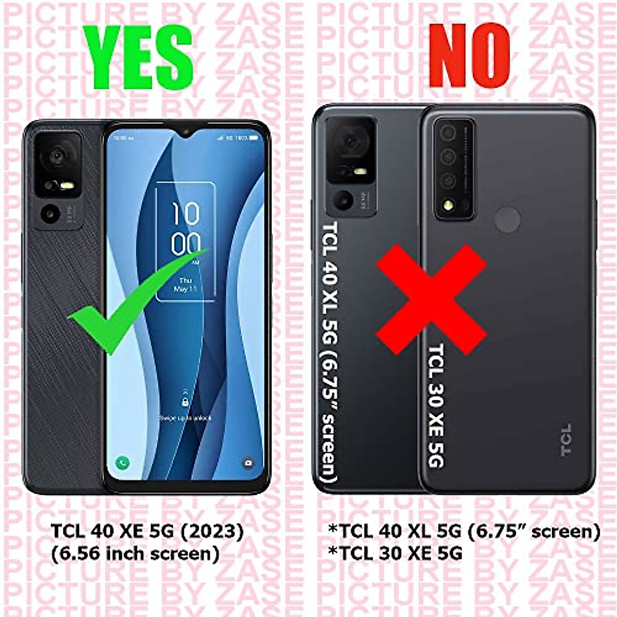 Zase TCL 40 XE 5G (Verizon) Protective Wallet Phone Case Cute Woman Premium PU Leather Flip Folio Purse w/Kickstand ID Card Holder Money Slot Wrist Strap Magnetic Lock (Pink Cherry Blossom)