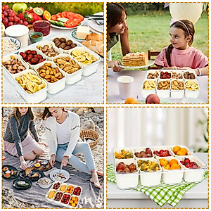 dndsim Divided Serving Tray with Lid and Handle, Snackle Box, Snack Box Container, Snack Tray, Travel Snack Box, Snackle Box Charcuterie Container, Storage Organizer for Candy, Fruits, Nuts, Veggie