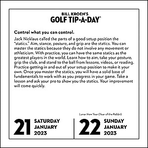 Bill Kroen's Golf Tip-A-Day 2023 Calendar, 640 Pages