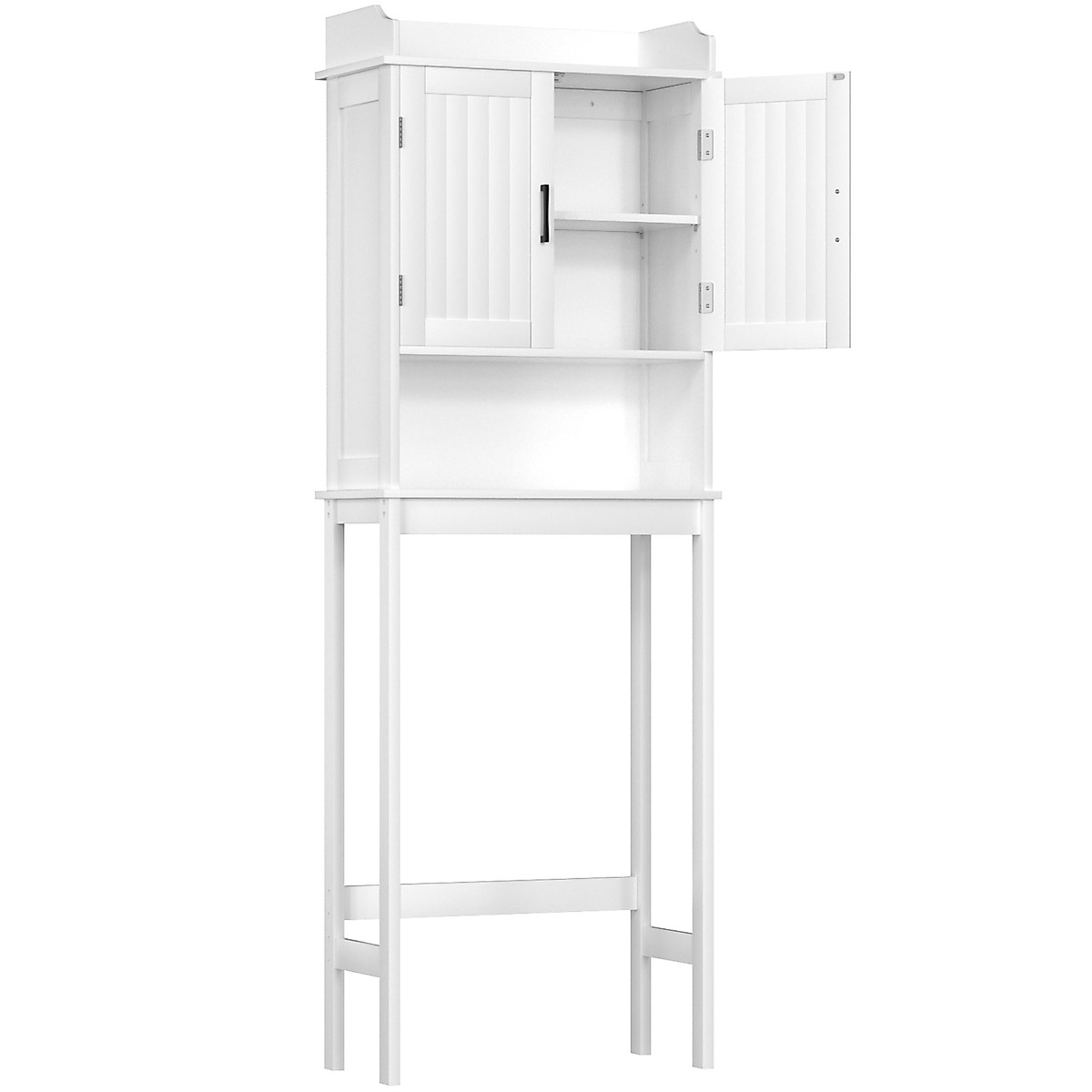 Yardenaler Over-The-Toilet Storage Shelf with Doors, Bathroom Freestanding Space Saver Organizer with Adjustable Shelf, White