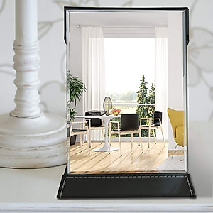 ZBEIVAN 10x7 Inches Portable Folding Makeup Mirror with Cosmetic Desktop Standing for Travel, Vanity Table, Room Decor, Beauty Gifts, Black