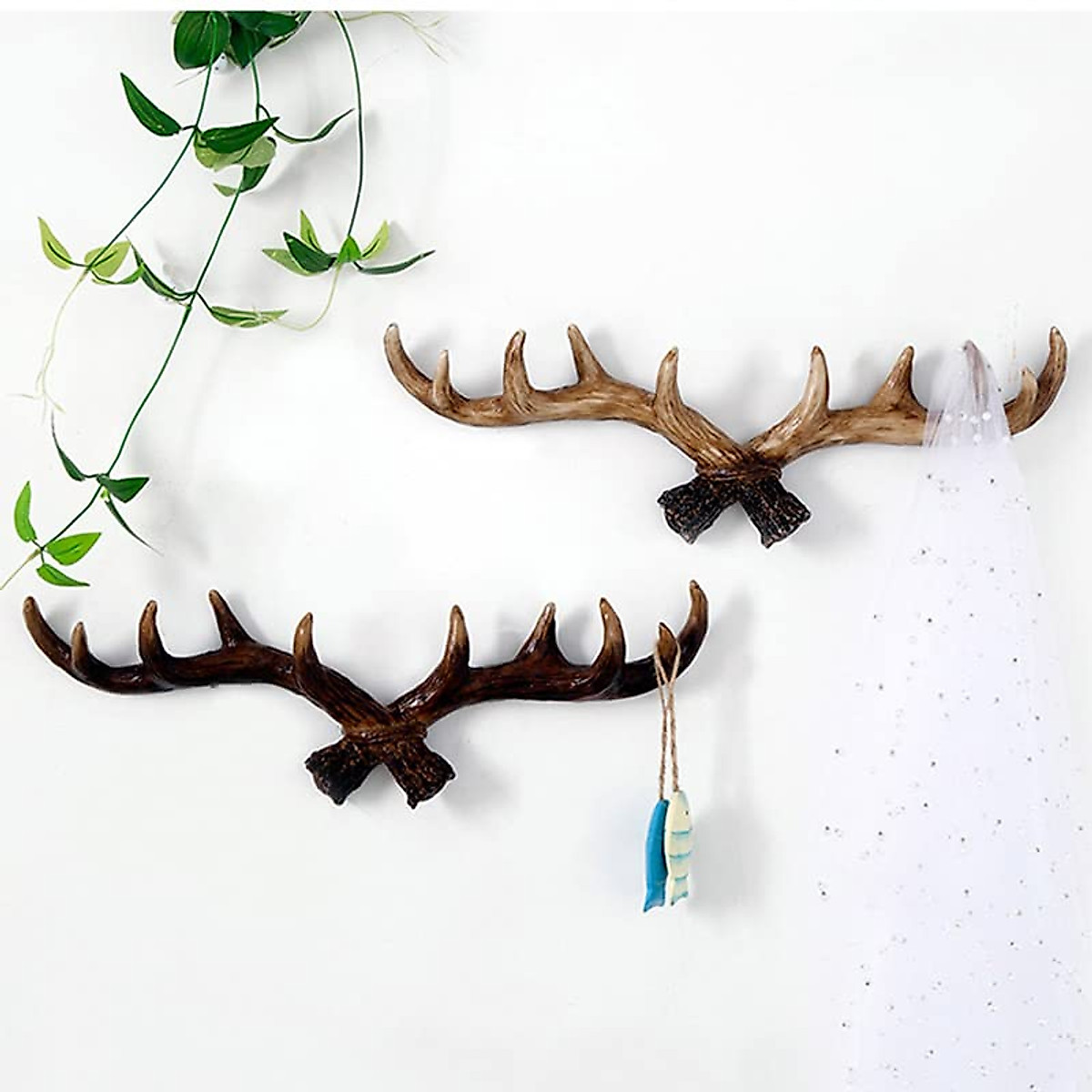 Wall Mount Hook,Coat Rack Wall Mounted,Retro Antlers Hook Decoration Wall Mount Hook Heavy Duty Hanger Towel Rack Light Color