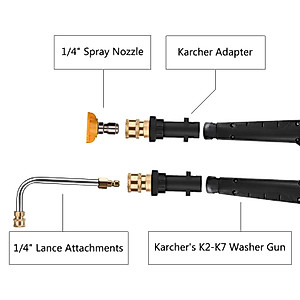 FUNTECK Trigger Gun Quick Connect Adapter for Karcher’s K3- K7 Handgun from 2010, Converts Bayonet Connection to 1/4 in. Quick Connect Female Fitting, 3000 PSI