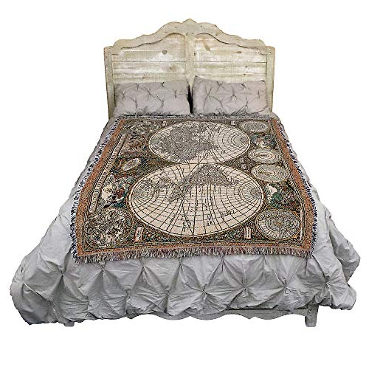 Pure Country Weavers Old World Antique Map Blanket - Fine Art Gift Tapestry Throw Woven from Cotton - Made in The USA (72x54)