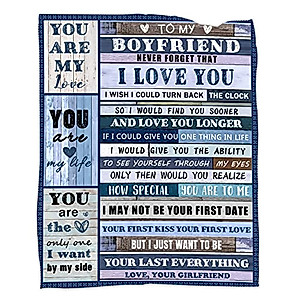 Gifts for Boyfriend, Boyfriend Blanket from Girlfriend 50''x60'', Boyfriend Birthday Gift Blanket for Boyfriend Gifts Soft Cozy Flannel Throw Blanket for Boyfriend