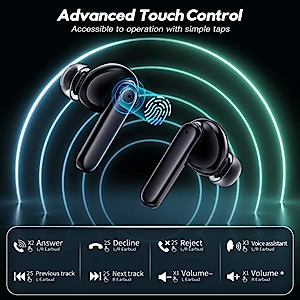 kurdene TWS G01 Bluetooth 5.3 LE Audio Earbuds Headphones, Built-in Microphone with Immersive Deep Bass & Clear Call, IPX5 Waterproof Ear Buds for iPhone, Android -Black