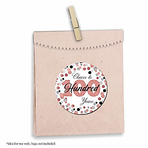 Confetti Rose Gold Polka Dot 100th Birthday Party Sticker Labels, 40 2" Party Circle Stickers by Amanda Creation, Great for Party Favors, Envelope Seals & Goodie Bags