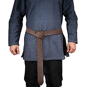 Popeoiuh Viking Embossed Nordic Knot Faux Leather Knight Medieval Warrior Belt for LARP Ren Faire Halloween Cosplay Party