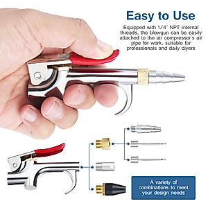 Fippy 20PCS Air Compressor Accessory Kit with Hose, Air Compressor Tool Includes Recoil Air Hose, Air Duster Blow Gun and Nozzles, Air Compressor Fitting