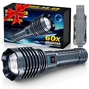 Super Bright Rechargeable Flashlights 1200000 High Lumen, Powerful LED Flashlight, IPX7 Waterproof Floodlight & Spotlight Flashlight 2-in-1 W/5 Modes for Camping, Emergency, Search & Rescue
