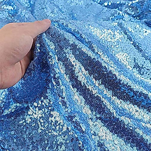Fabric by The Yard Sequin Fabric Glitter Fabric Shower Curtain Lining Fabric by The Yard for Dress Clothing DIY Sewing Material (2 Yards, Blue)