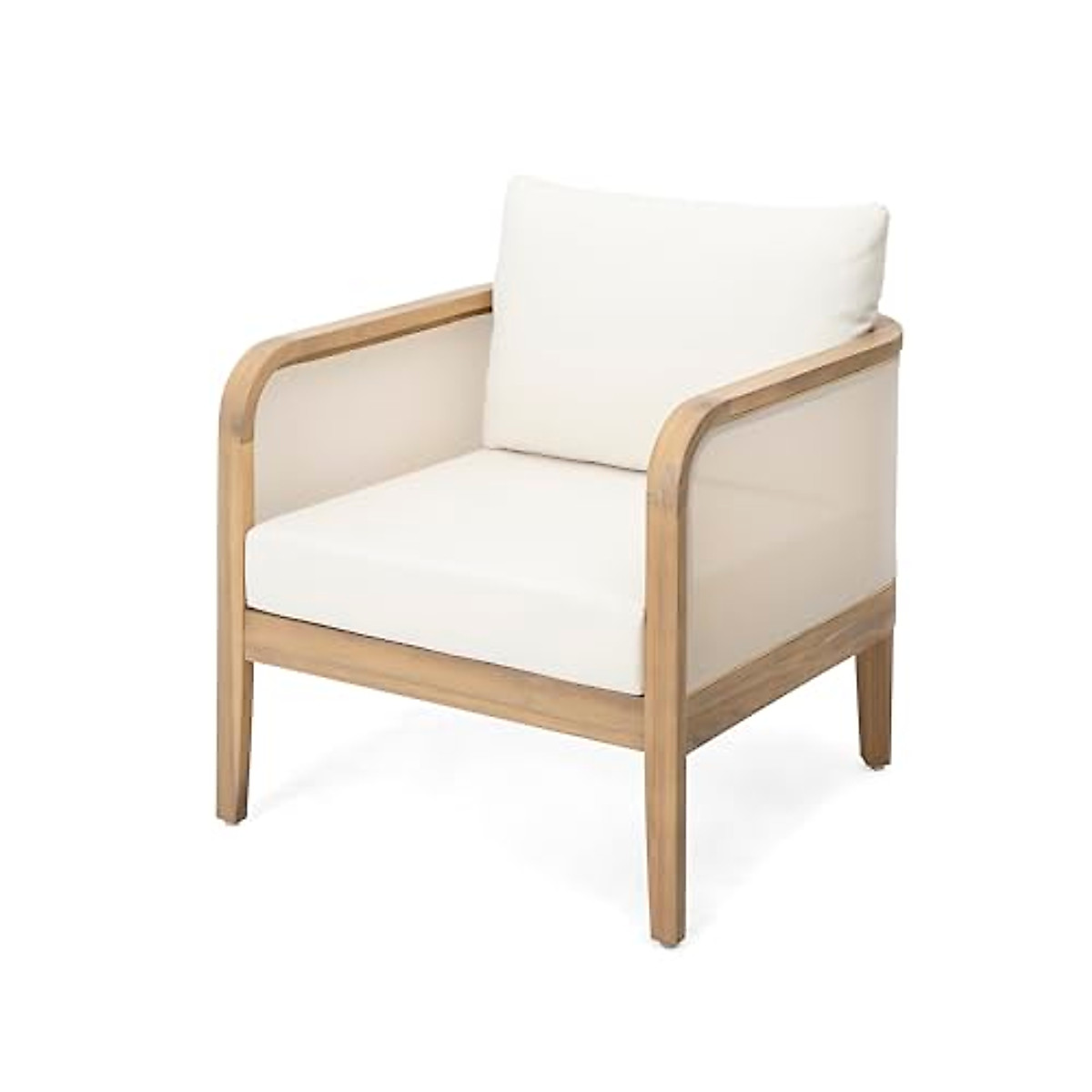 Merax Outdoor Acacia Wood Patio Club Chair Conversation Set with Waterproof Thick Cushion Deep Seating for Porch,Garden