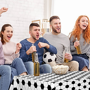 Soccer Plastic Tablecloth Soccer Party Disposable Table Cover Soccer Pattern Party Supplies Plastic Soccer Theme Table Cover Rectangle Grass Decoration for Stadium 54 x 108 Inch (Soccer,4 Pcs)