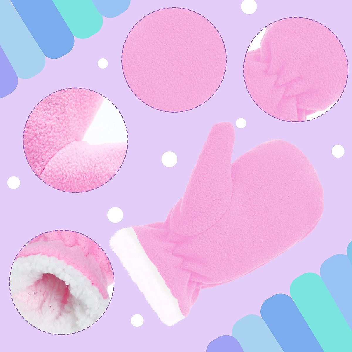 SATINIOR 6 Pairs Polar Toddler Fleece Ski Mittens Gloves Winter Gloves kids Fleece Mittens for boys and girls (Black, Royal Blue, Navy Blue, Rose Red, Wine Red, Pink), Medium