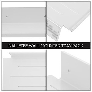 Alipis Wall Mounted Shelves Wall Mounted Shelves Plastic Floating Wall Punch Free Storage Rack Bathroom Utensil Rack Plastic Wall Rack Shelves Small Stick Sink Shelf Sink Shelf