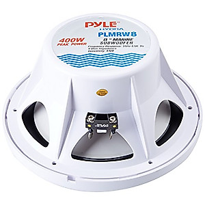 Pyle 2.1 Bluetooth Marine Amplifier Receiver - Waterproof 4 Channel Audio Amp & PLMRW8 8-Inch Outdoor Marine Audio Subwoofer - 400 Watt Single White Waterproof Bass Loud Speaker Water Vehicle