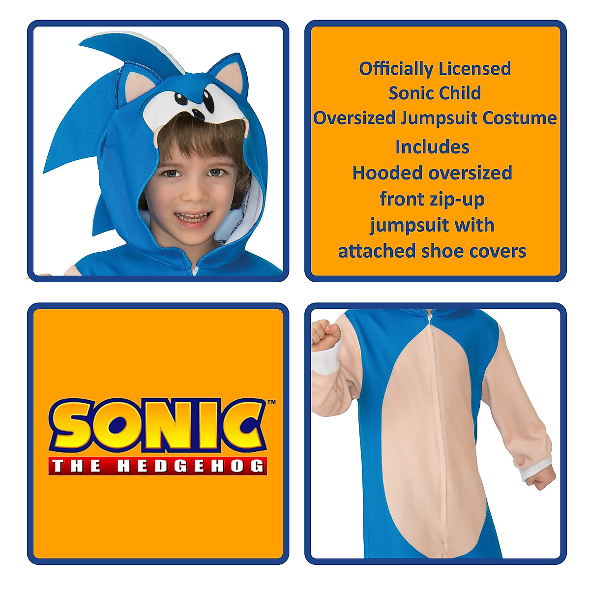 Rubies Sonic Oversized Jumpsuit Kid's Costume for Themed Parties and Halloween, Small