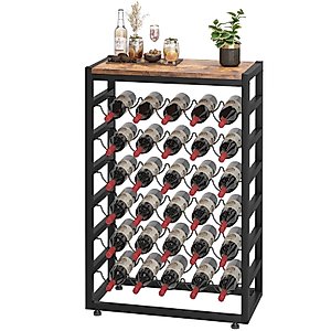 Dripex Wine Rack Freestanding for 30 Bottles, Bottle Rack with 6 Shelves Vintage Wine Storage Display Shelves with Tabletop for Cellar Kitchen Bar Dining Room (L23.22x W11.81x H34.65 inches)