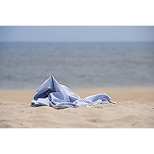 LANE LINEN 100% Cotton Beach Towel with Bag 2 Piece Towels for Adults 39"x71" Pool Extra Large Quick Dry Sand Travel - Sky Blue