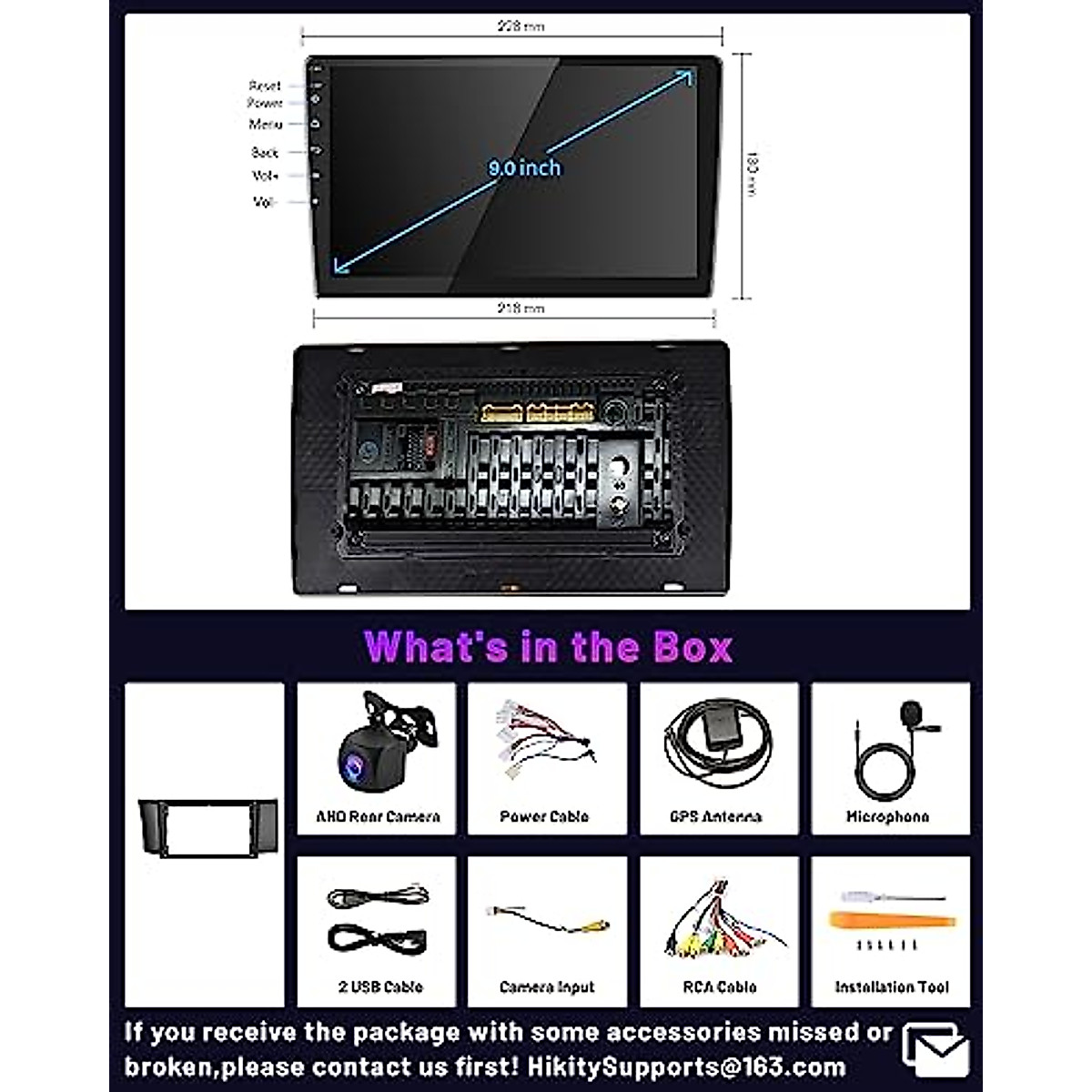 Double Din Car Radio Android 11 Car Stereo Wireless Apple CarPlay Android Auto Hikity 9 Inch Touch Screen Bluetooth Car Audio Receiver with HiFi GPS WiFi Backup Camera Mic