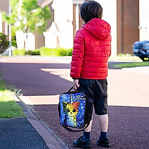 Insulated Lunch Bag for Kids, Boys Girls Lunch Box, Cute Cat Lunch Bag with Shoulder Strap, School Bento Lunch Box for Kids Toddlers Teens, Aesthetic Black Reusable Cooler Thermal Meal Tote Kit