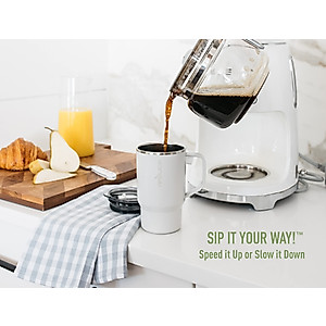 Reduce Travel Coffee Mug, 18 oz - Insulated Mug for Hot Tea, Coffee and Other Hot Drinks - With Flo-Motion Lid and Handle - Single-Serve and Cupholder Friendly - Eucalyptus