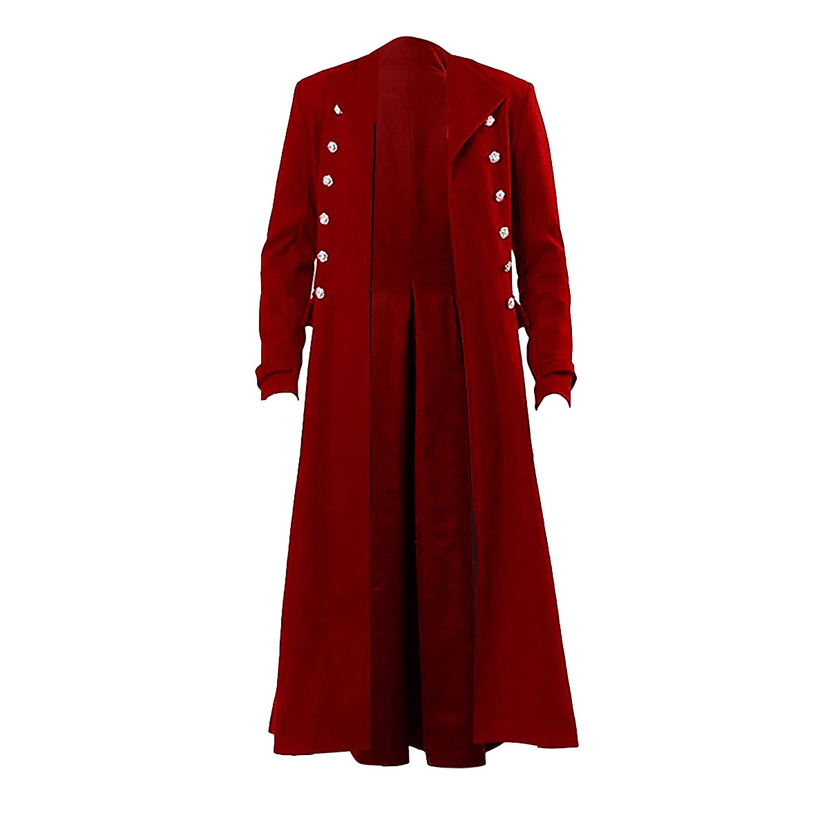 Men's Steampunk Jacket Tailcoat Halloween Cosplay Costumes Vintage Gothic Long Trench Coat Windbreaker Overcoat Red