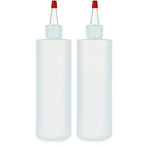 Condiment Squeeze Bottles, 8 OZ Empty Squirt Bottle, Red Top Cap, Leak Proof - for Ketchup, Mustard, Syrup, Sauces, Dressing, Oil, Arts & Crafts, BPA FREE Plastic - Perfect for Kitchen - 2 PACK